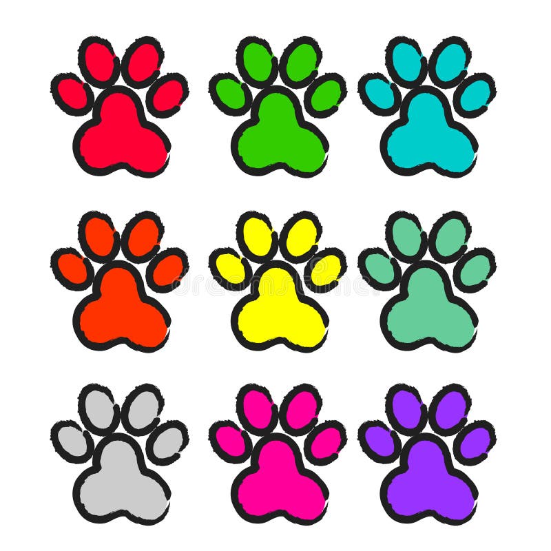 Cartoon cat paw prints set stock vector. Illustration of logo - 138356858