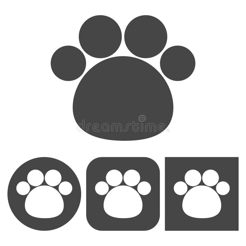 Paw Print - Vector Icons Set Stock Vector - Illustration of circle ...