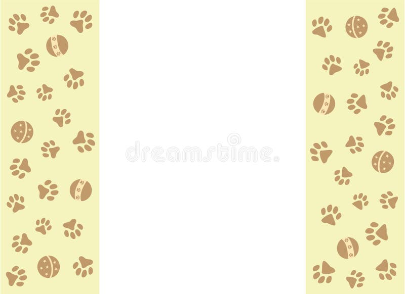 Paw Prints Animals Pets with Balls Yellow Border Vector Mage Stock ...
