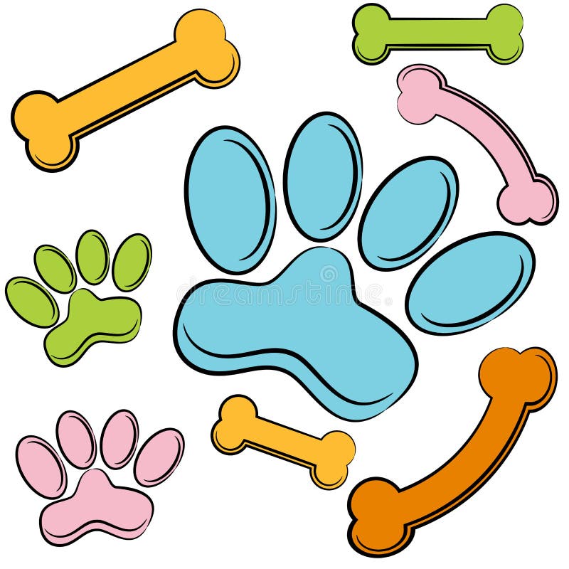 Paw Prints and Bones stock vector. Illustration of clip - 46517842