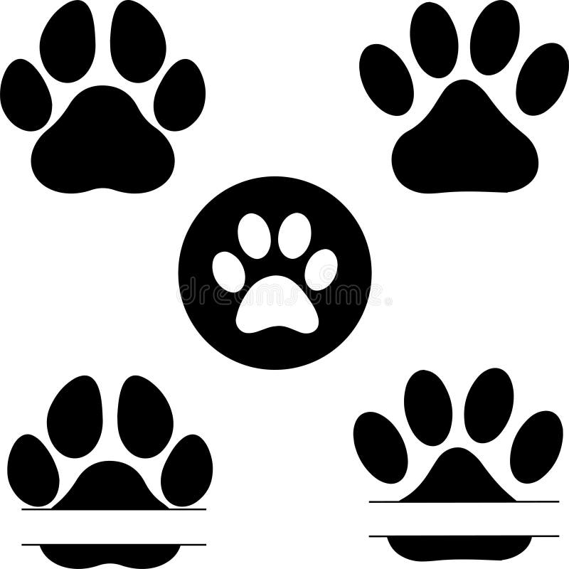 Paw Prints Design Set Icon, SVG Vector Stock Vector - Illustration of ...