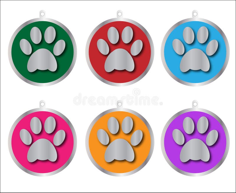 Paw Prints Identity Tags stock vector. Illustration of disc - 13159810