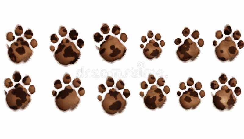 Paw Prints in a Row Isolated on White Background Stock Illustration ...