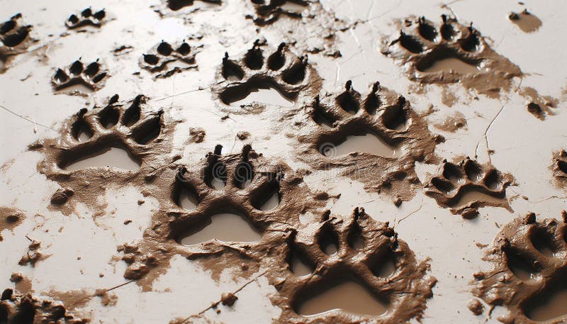 Paw Prints in Soft Clay Texture Stock Illustration - Illustration of ...