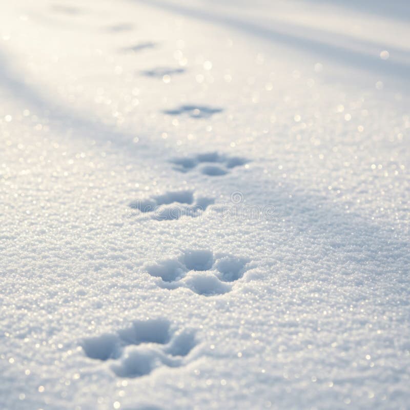 Paw Prints in Sparkling Winter Snow Stock Illustration - Illustration ...