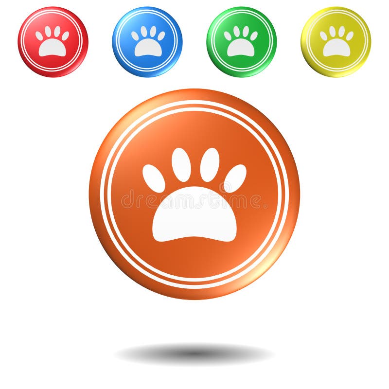 Paw Sign,button,3D Illustration Stock Illustration - Illustration of ...