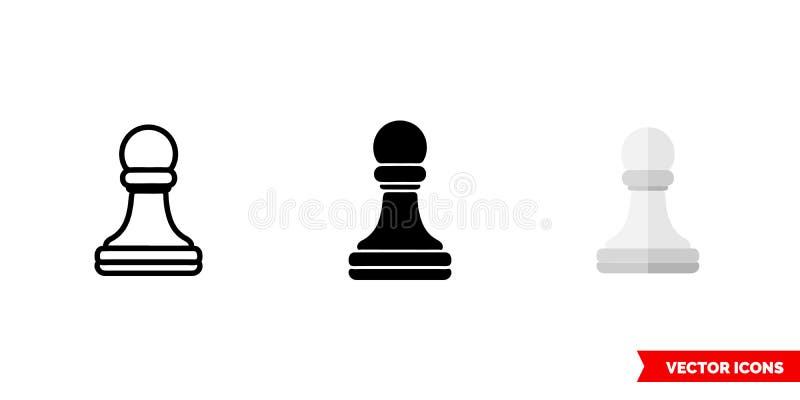Pawn Chess Icon of 3 Types Color, Black and White, Outline. Isolated ... Pawn Chess Icon of 3 Types Color, Black and White, Outline. Isolated ...
