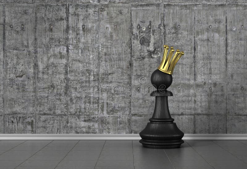 Pawn in a Golden Crown on Concrete Background. Stock Illustration ...