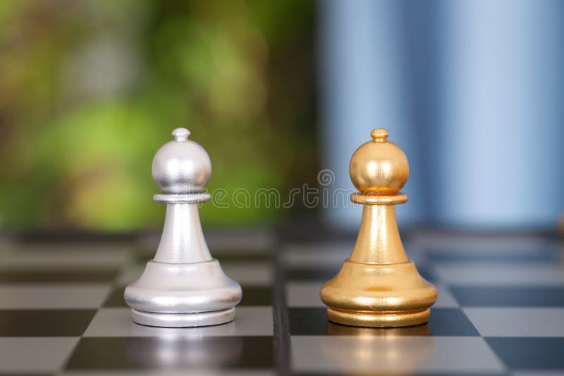 Pawn Pieces Facing Off on a Chess Board Stock Photo - Image of game ...