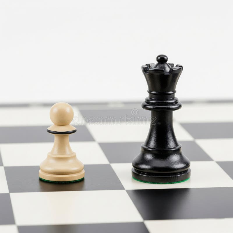 The Pawn and Queen Stand Side by Side on the Chessboard. Stock Image ...