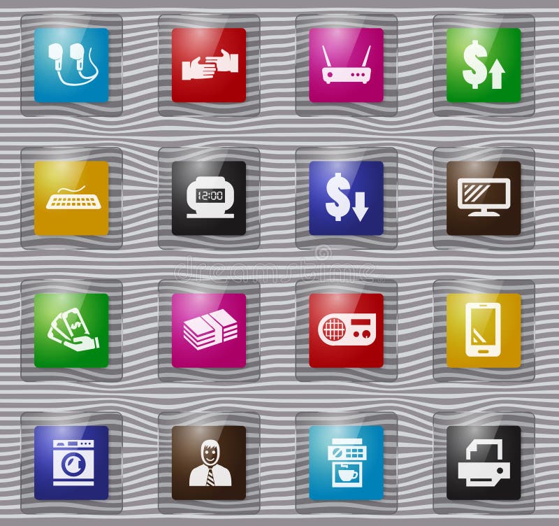 Pawn shop glass icons set stock vector. Illustration of bills - 128815330