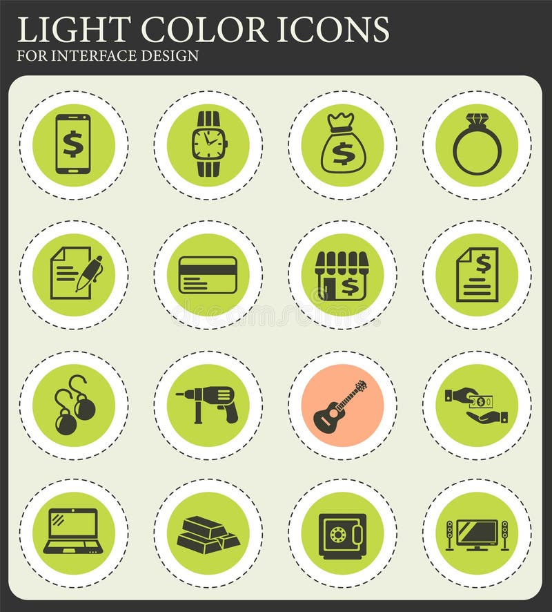 Pawn shop icon set stock vector. Illustration of symbol - 154995079