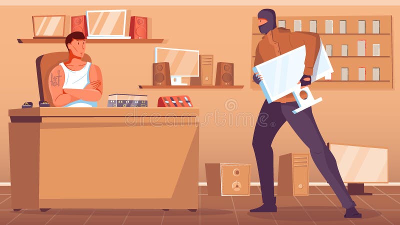Pawnshop Robbing Illustration Stock Vector - Illustration of finance ...