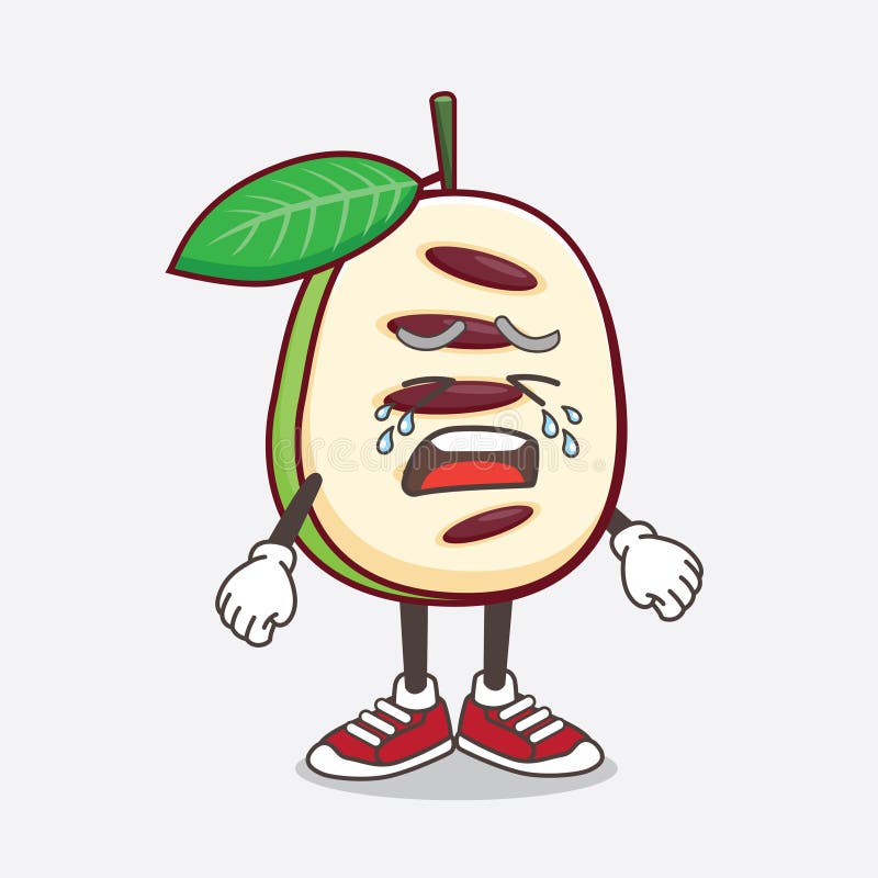 Crying Papaya Character Cartoon with Funny Face Stock Vector ...