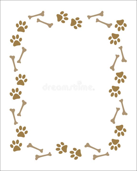 Dog Paws and Bones Border Frame Design Template. Stock Vector ...