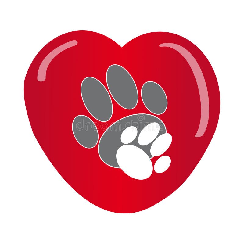 Dog Paws With Heart Icon. Logo Vector Stock Vector - Illustration of ...