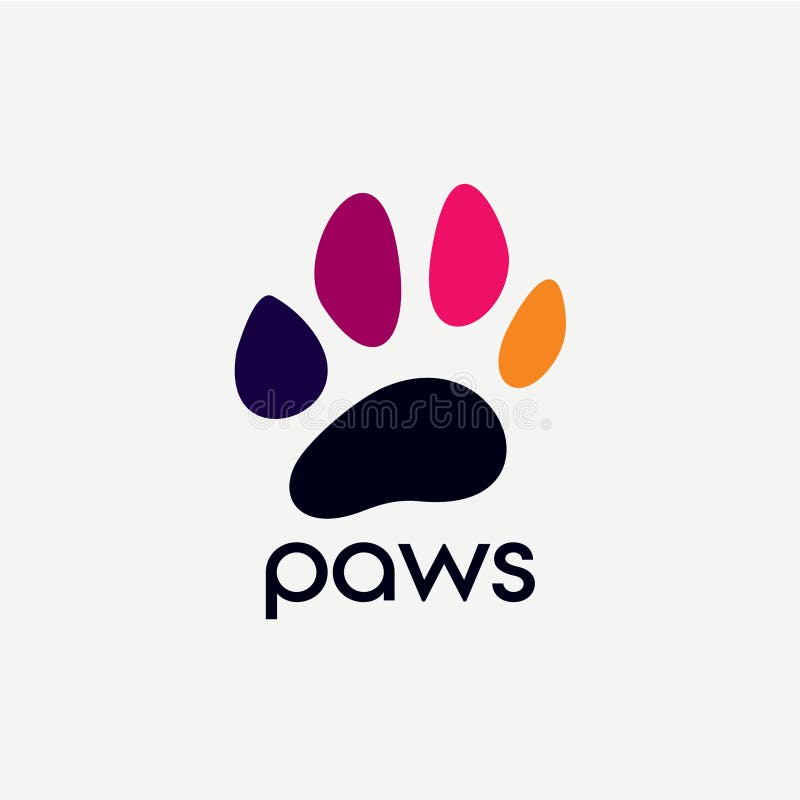 Paws Logo Design Template stock illustration. Illustration of black ...