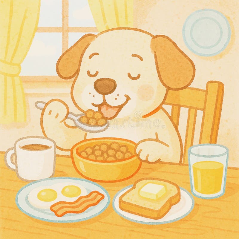 Paws and Pancakes: Dog’s Breakfast Delight Stock Illustration ...