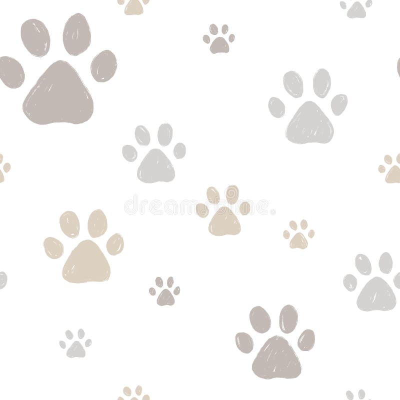 Paws Seamless Pattern. Muted Colors Animal Pattern Stock Illustration ...