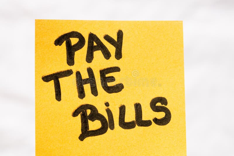 Pay Bills Handwriting Text Close Up Isolated on Orange Paper with Copy ...