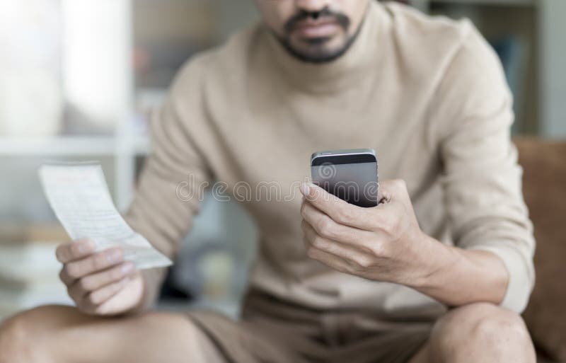 Pay Bills with Mobile Phone Banking Application Stock Photo - Image of ...