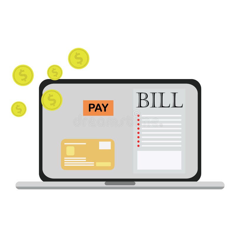 Pay Bills Tax Online Receipt Via Computer or Laptop. Stock Vector ...