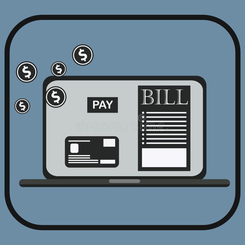 Pay Bills Tax Online Receipt Via Computer or Laptop. Stock Illustration ...