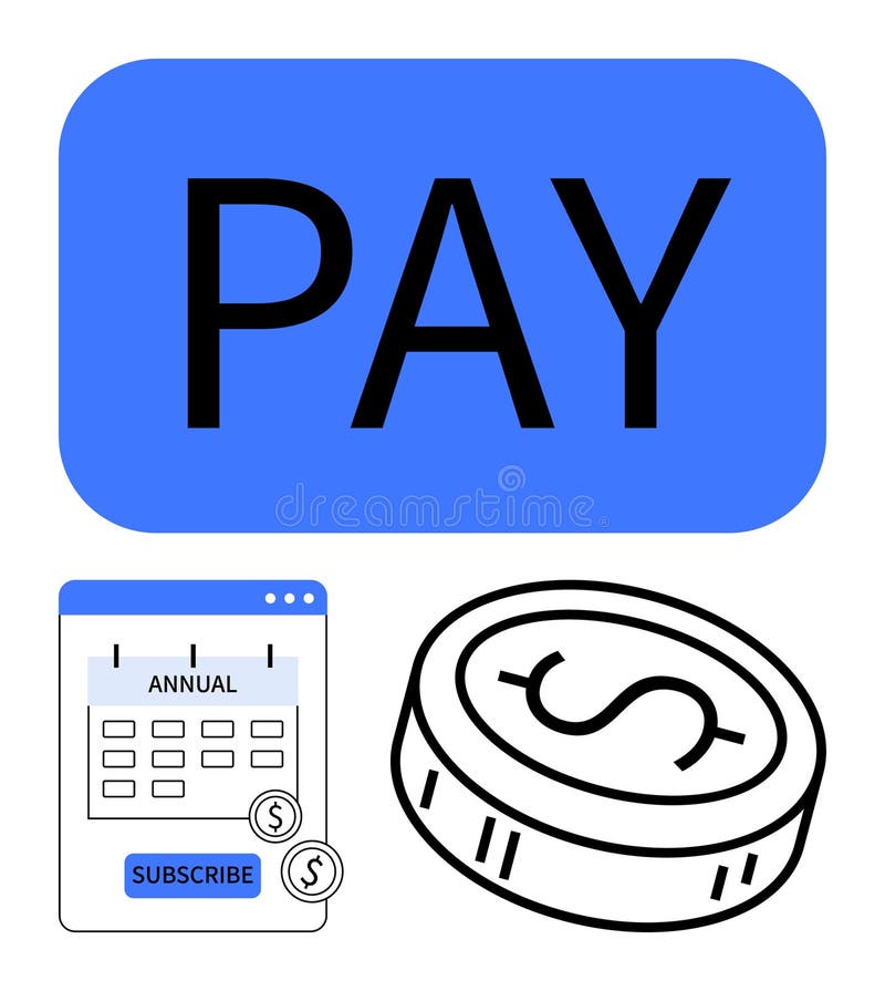Digital Payment Methods Concept with Subscription Service and Coin ...