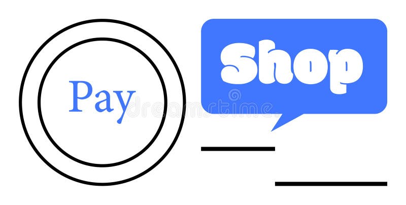 Pay Button with Blue Shop Speech Bubble E-commerce and Purchase Concept ...