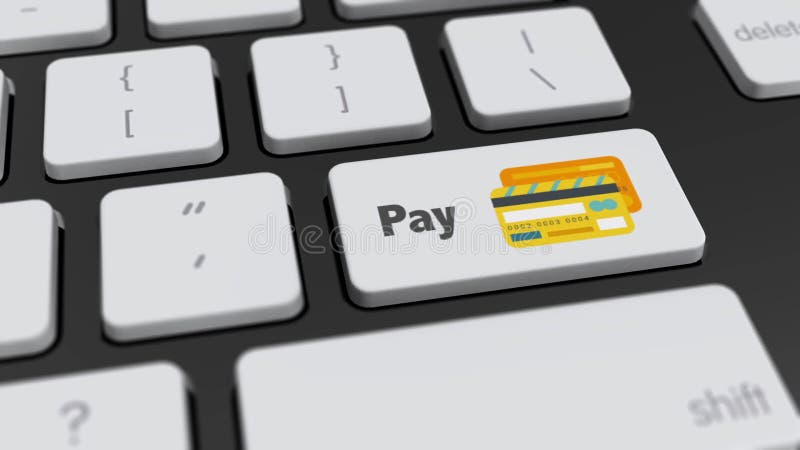Pay Button on Computer Keyboard. Key is Pressed Stock Video - Video of ...
