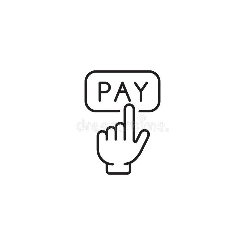 Pay Button with Hand Cursor Line Icon Stock Vector - Illustration of ...
