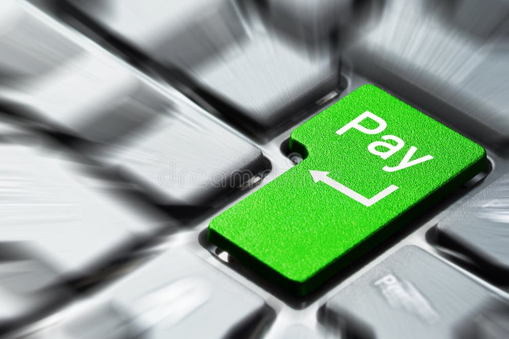 Pay button on the keyboard stock image. Image of market - 24096575