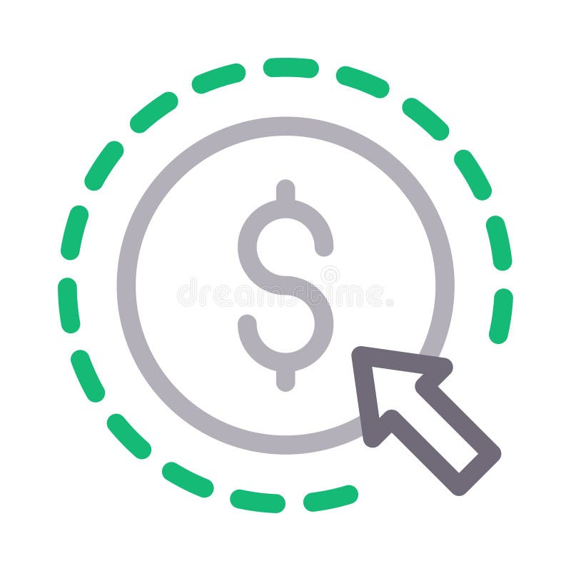 Pay Click Vector Color Line Icon Stock Illustration - Illustration of ...