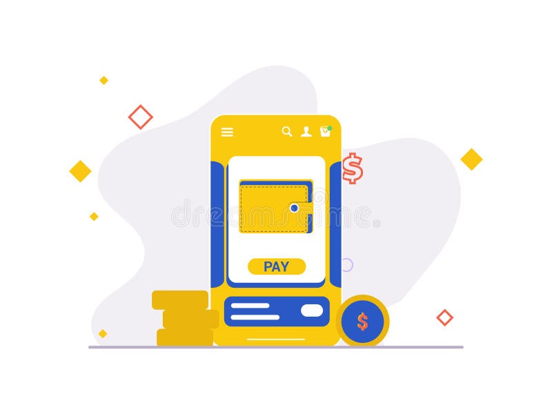 Pay with Digital Wallet Mobile E-commerce User Interface Stock Vector ...