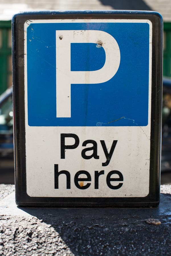 Pay here parking sign stock image. Image of detail, informational ...