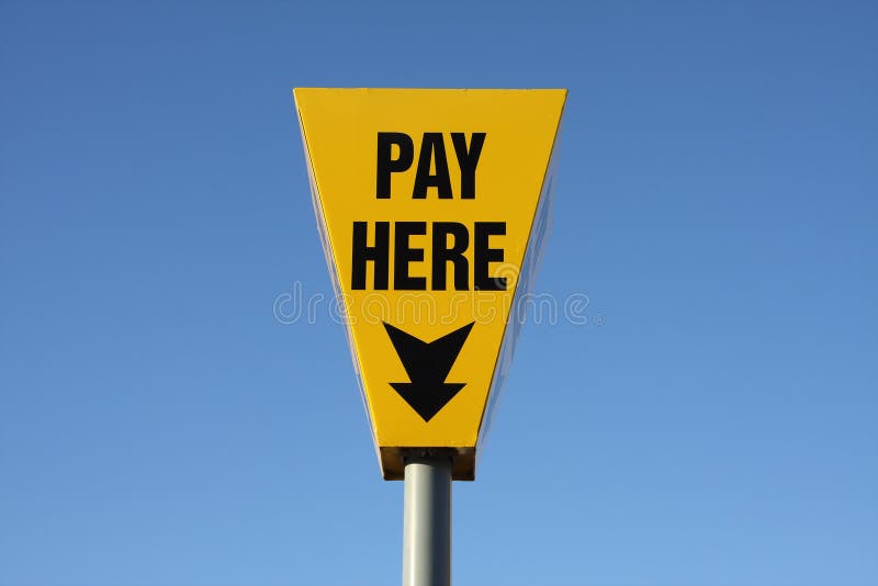 Pay Here Sign stock photo. Image of arrow, black, blue - 7600352