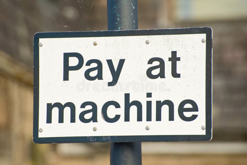Pay at machine sign. stock photo. Image of money, shopping - 16618966