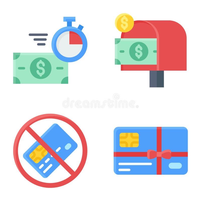 Pay by Mail Icon Set Payment Related Vector Stock Vector - Illustration ...