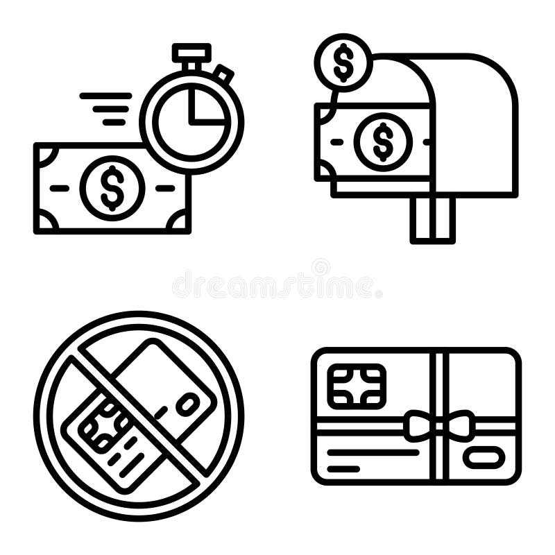 Pay by Mail Icon Set Payment Related Vector Stock Vector - Illustration ...