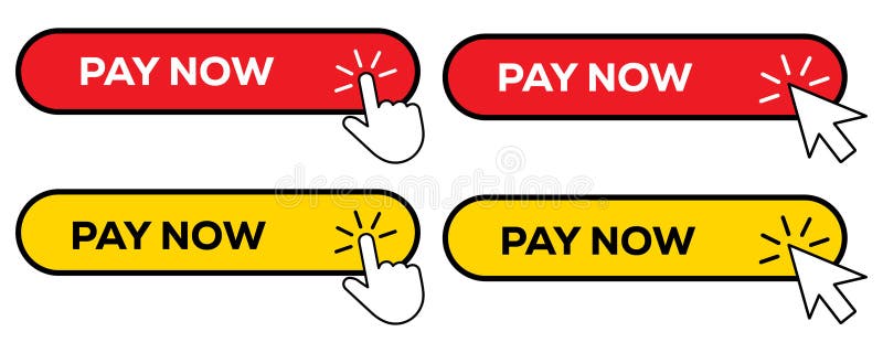 Pay Now Button Vector Set Isolated on White Background. Online Order ...