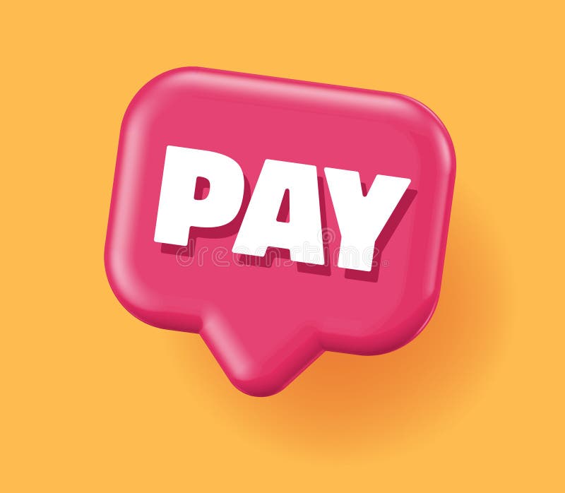 Pay Online Icon Button 3d Render Vector Graphic Illustration Yellow Red ...