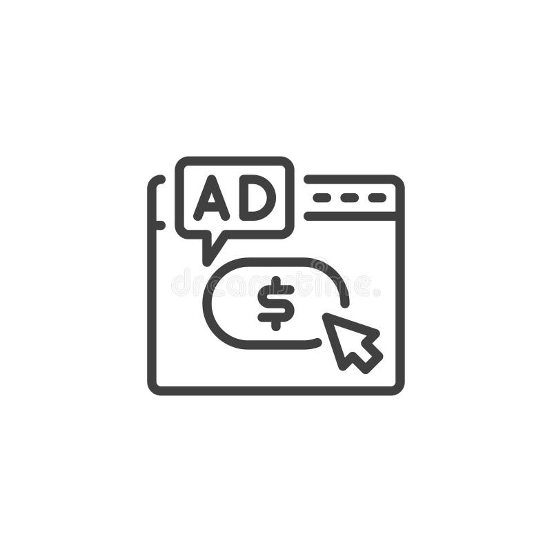 Pay-Per-Click Advertising Line Icon Stock Vector - Illustration of ...