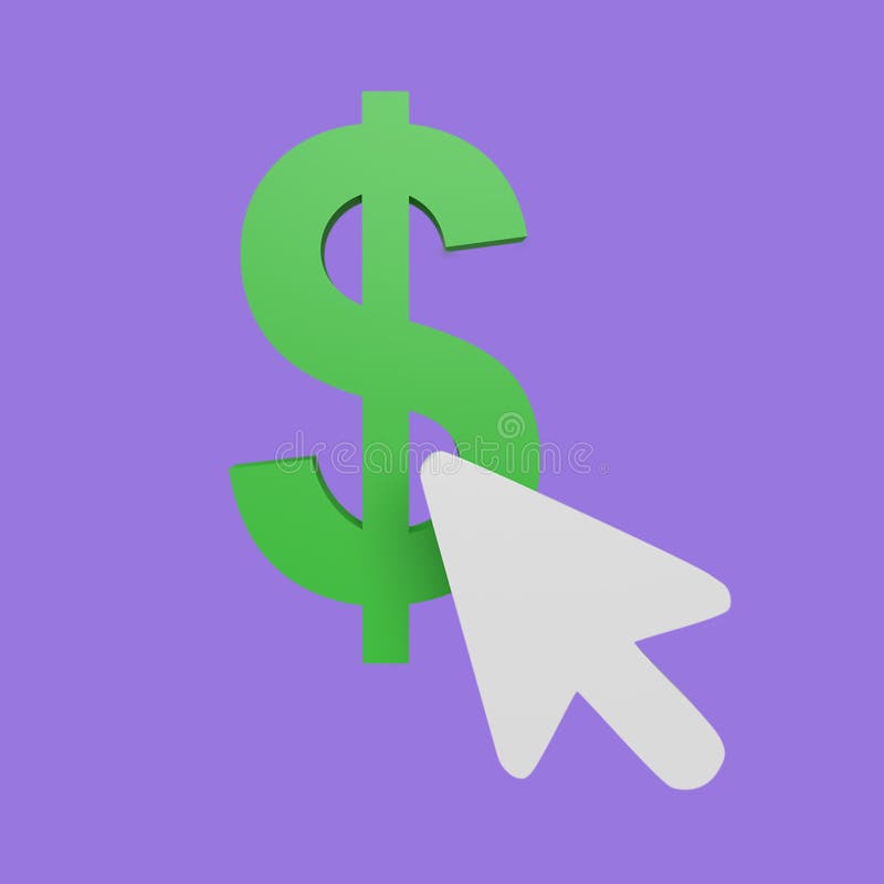 Pay Per Click 3d Icon Model Cartoon Style Concept. Render Illustration ...