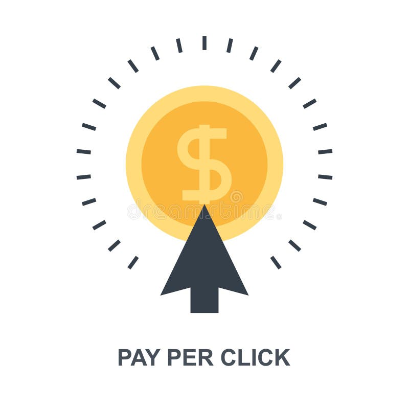 Pay Per Click Flat Icon Design Concept Stock Vector - Illustration of ...