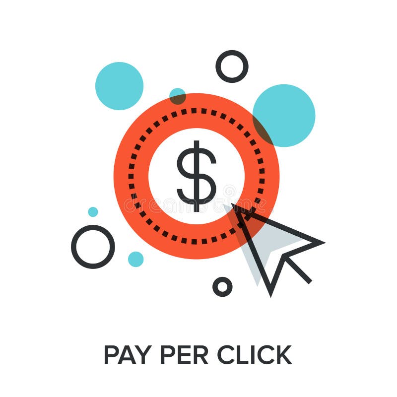 Pay Per Click Flat Line Icon Design Concept Stock Vector - Illustration ...