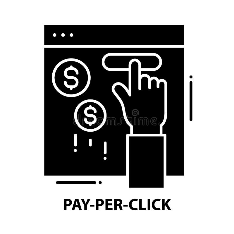 Pay Per Click Icon, Black Vector Sign with Editable Strokes, Concept ...