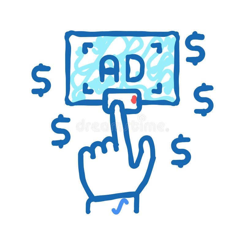 Pay Per Click Icon Doodle Illustration Stock Illustration ...
