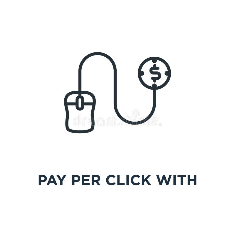 Pay Per Click with Mouse and Coin Icon. Linear Concept Symbol De Stock ...