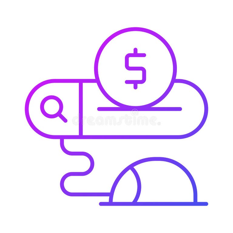 Pay Per Click, Mouse with Search Oar and Dollar, Ppc or Cost Per Click ...