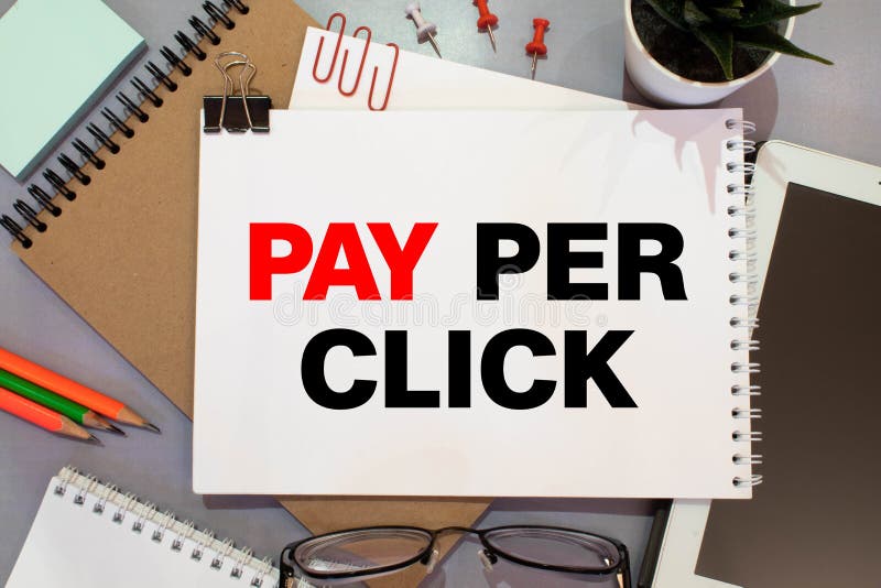 Pay Per Click Note with Pen on Yellow Background Stock Image - Image of ...